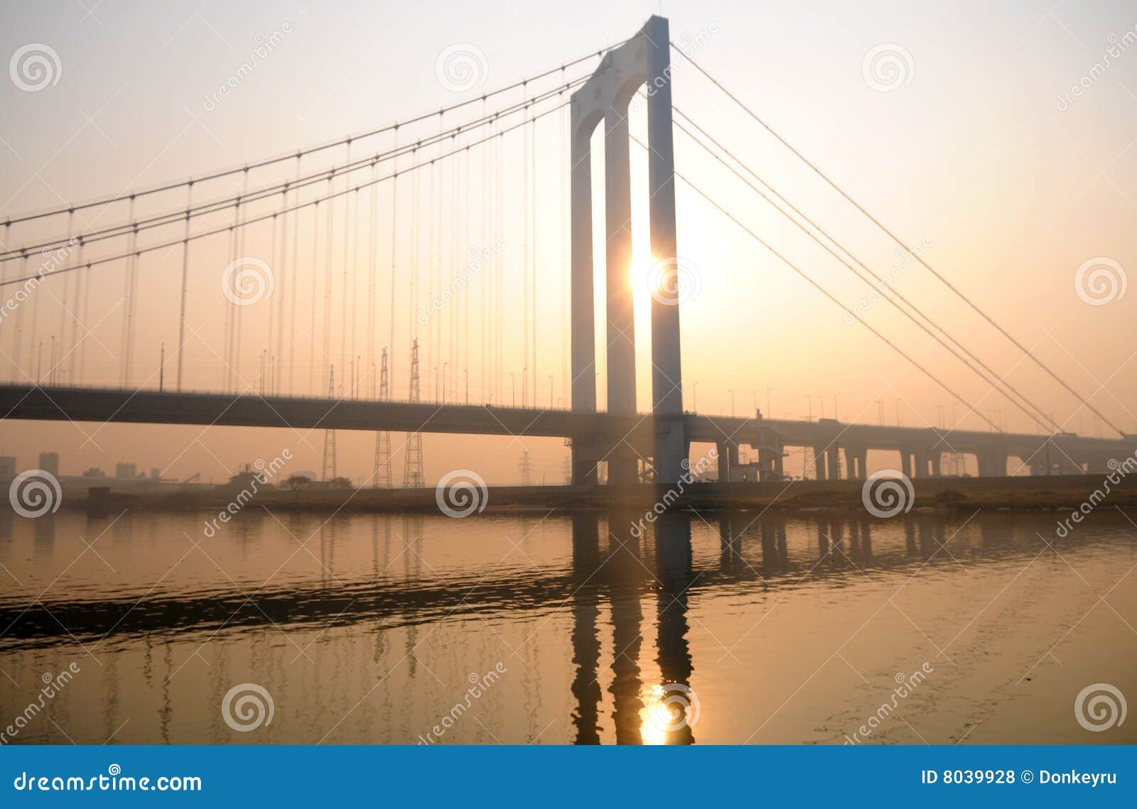 The bridge in the sunset stock photo. Image of copy, pylon - 8039928