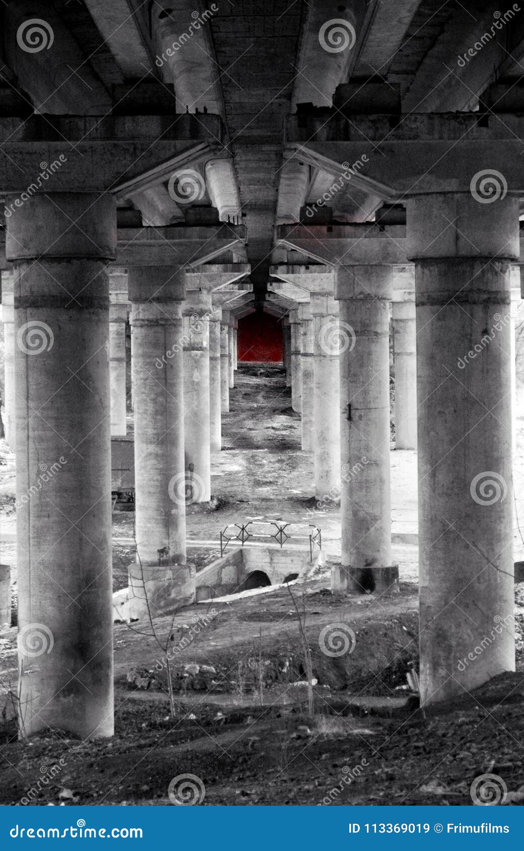 Bridge Symetrical Columns and Concrete Blocks Stock Image - Image of ...