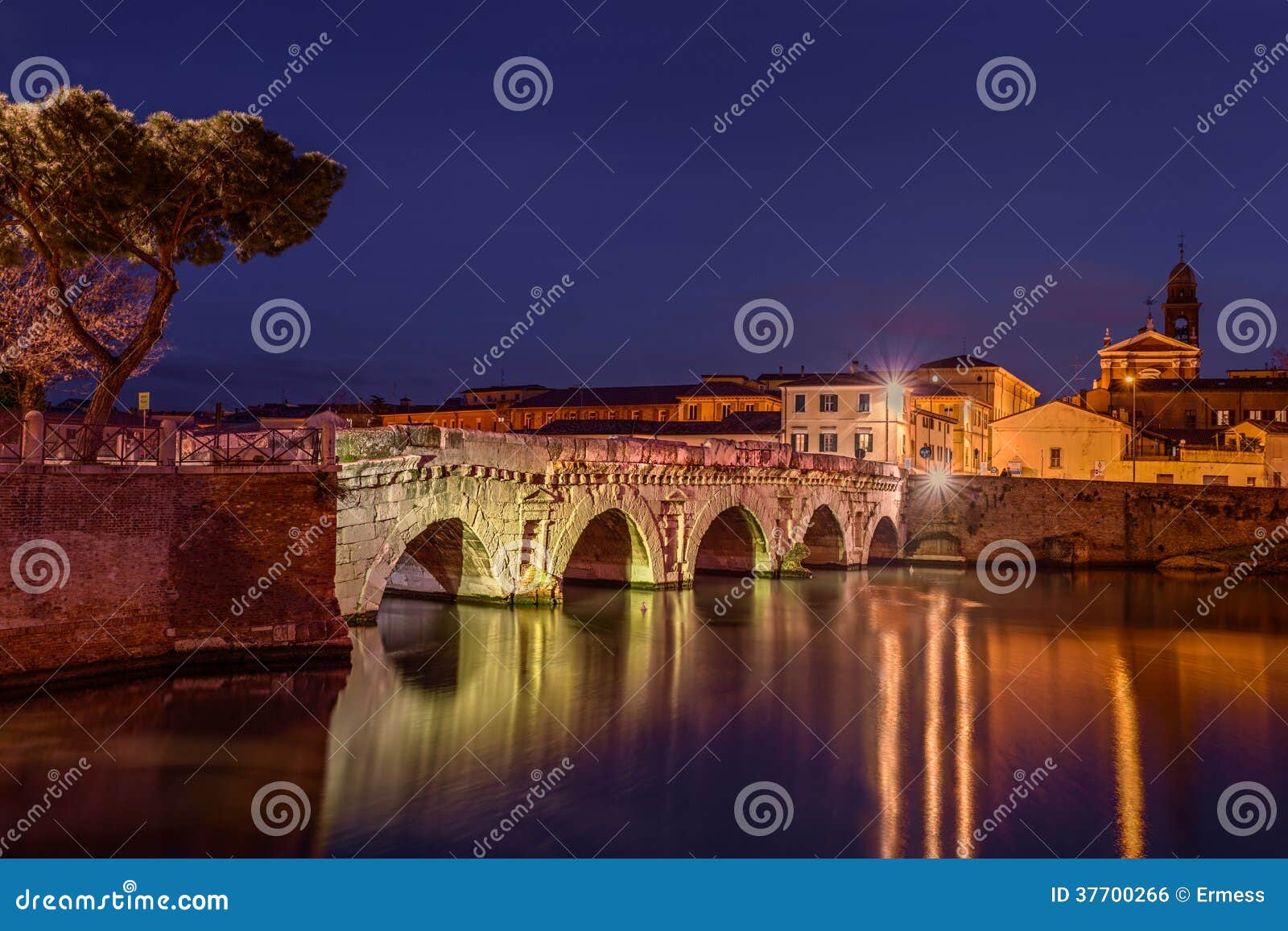 Bridge of Tiberius in Rimini, Italy Stock Photo - Image of archeology ...