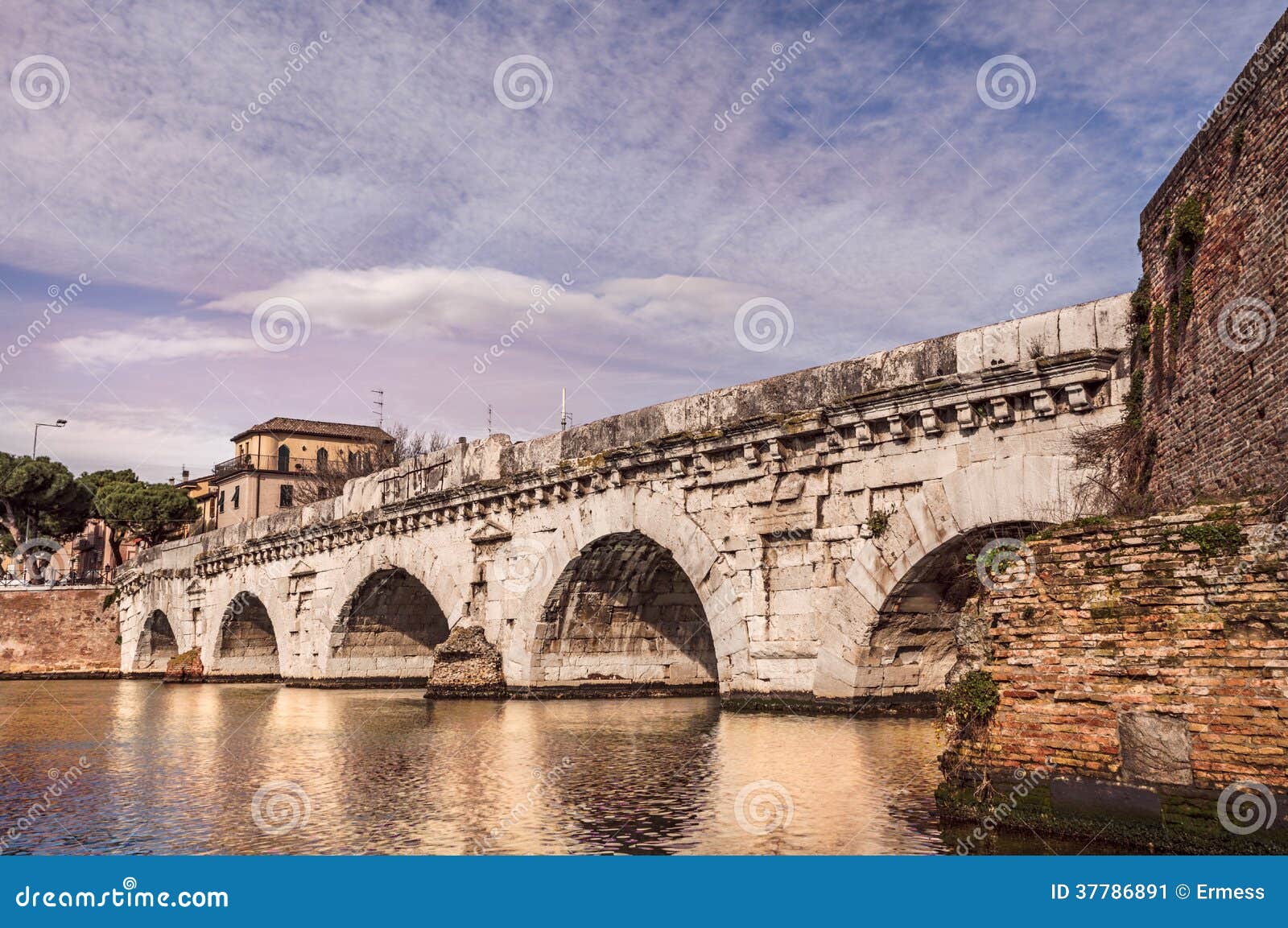 Bridge of Tiberius in Rimini, Italy Stock Image - Image of ancient ...