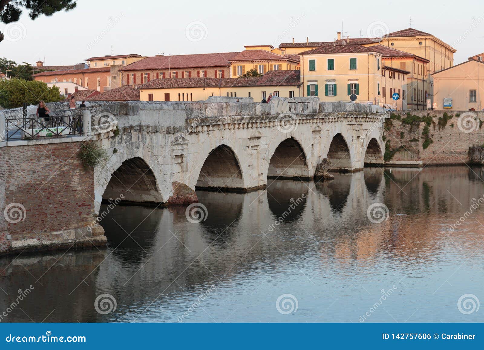Bridge of Tiberius in Rimini, Italy Stock Photo - Image of rimini ...