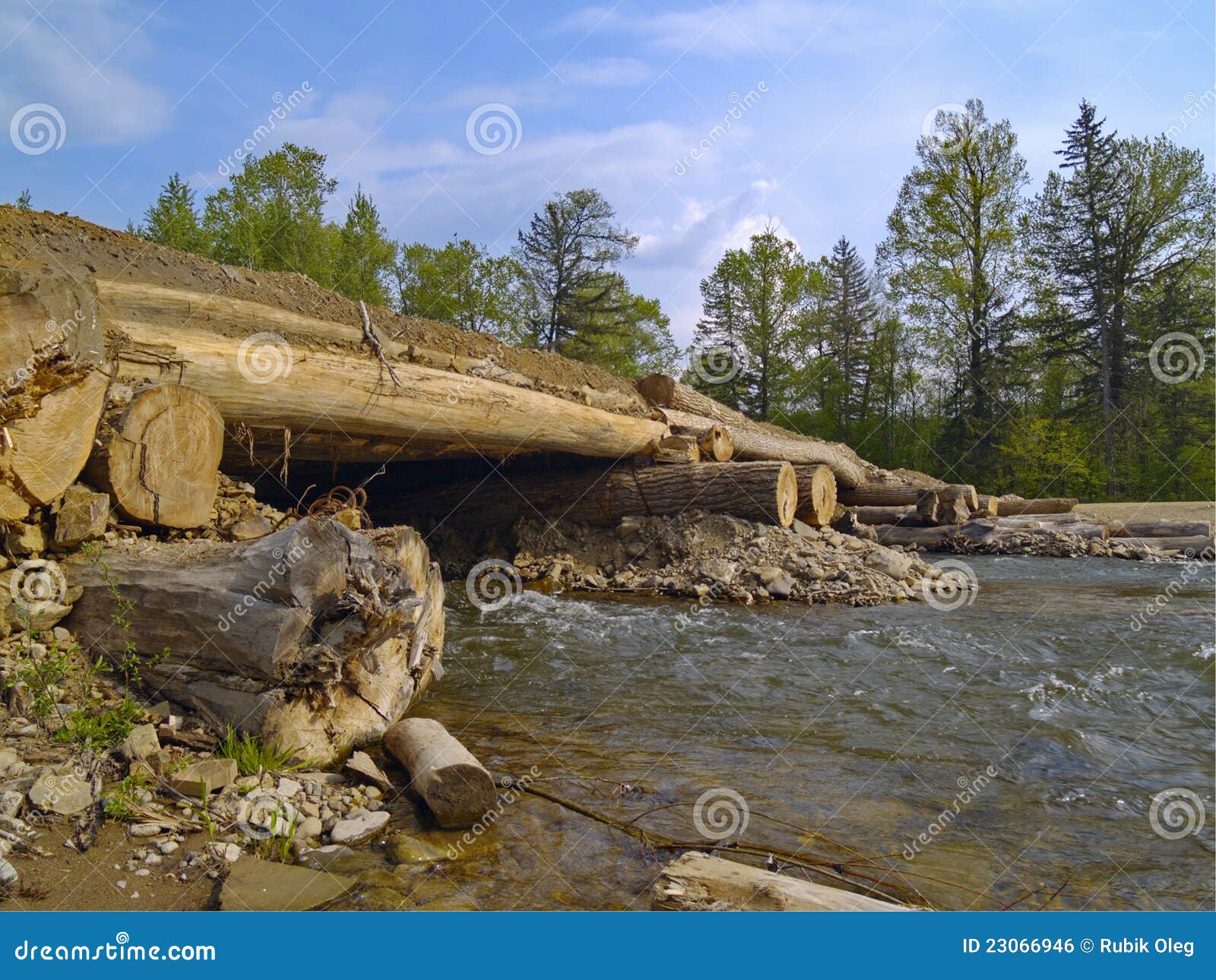 The Bridge through Timber River Stock Photo - Image of green, wood ...