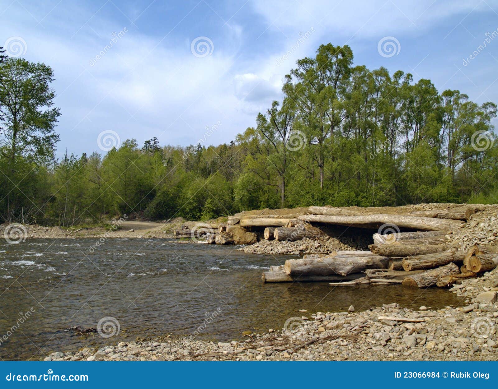 The Bridge through Timber River Stock Photo - Image of wooden, stone ...