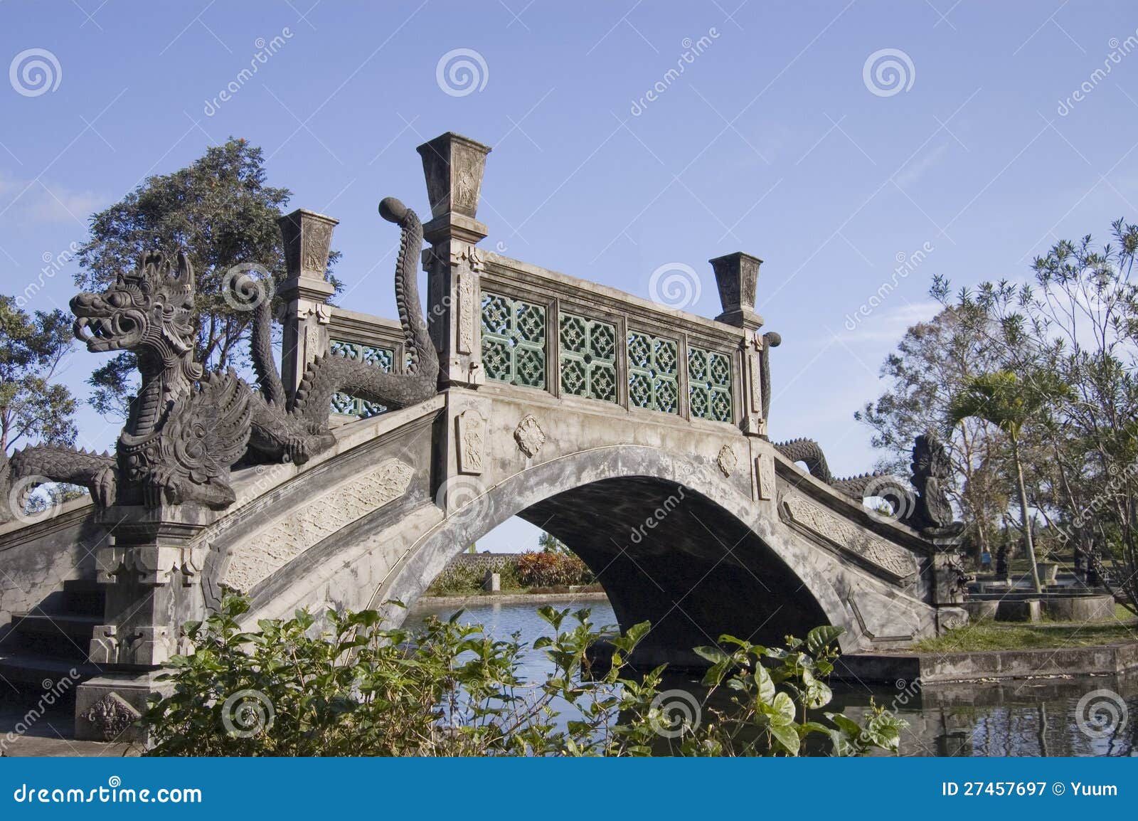 Bridge in TirtaGanga, Bali stock image. Image of dragon - 27457697