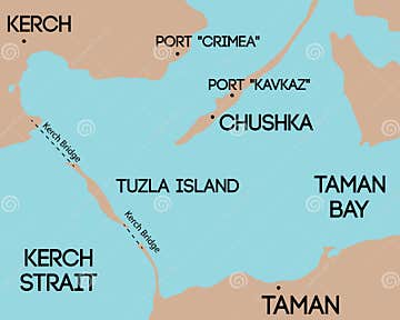 Bridge To Crimea. Schematic Map of Kerch Bridge Stock Vector ...