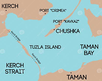 Bridge To Crimea. Schematic Map of Kerch Bridge Stock Vector ...