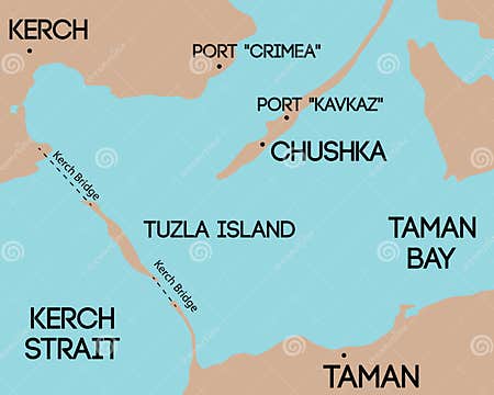 Bridge To Crimea. Schematic Map of Kerch Bridge Stock Vector ...