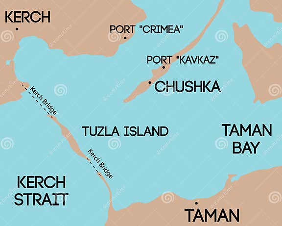 Bridge To Crimea. Schematic Map of Kerch Bridge Stock Vector ...