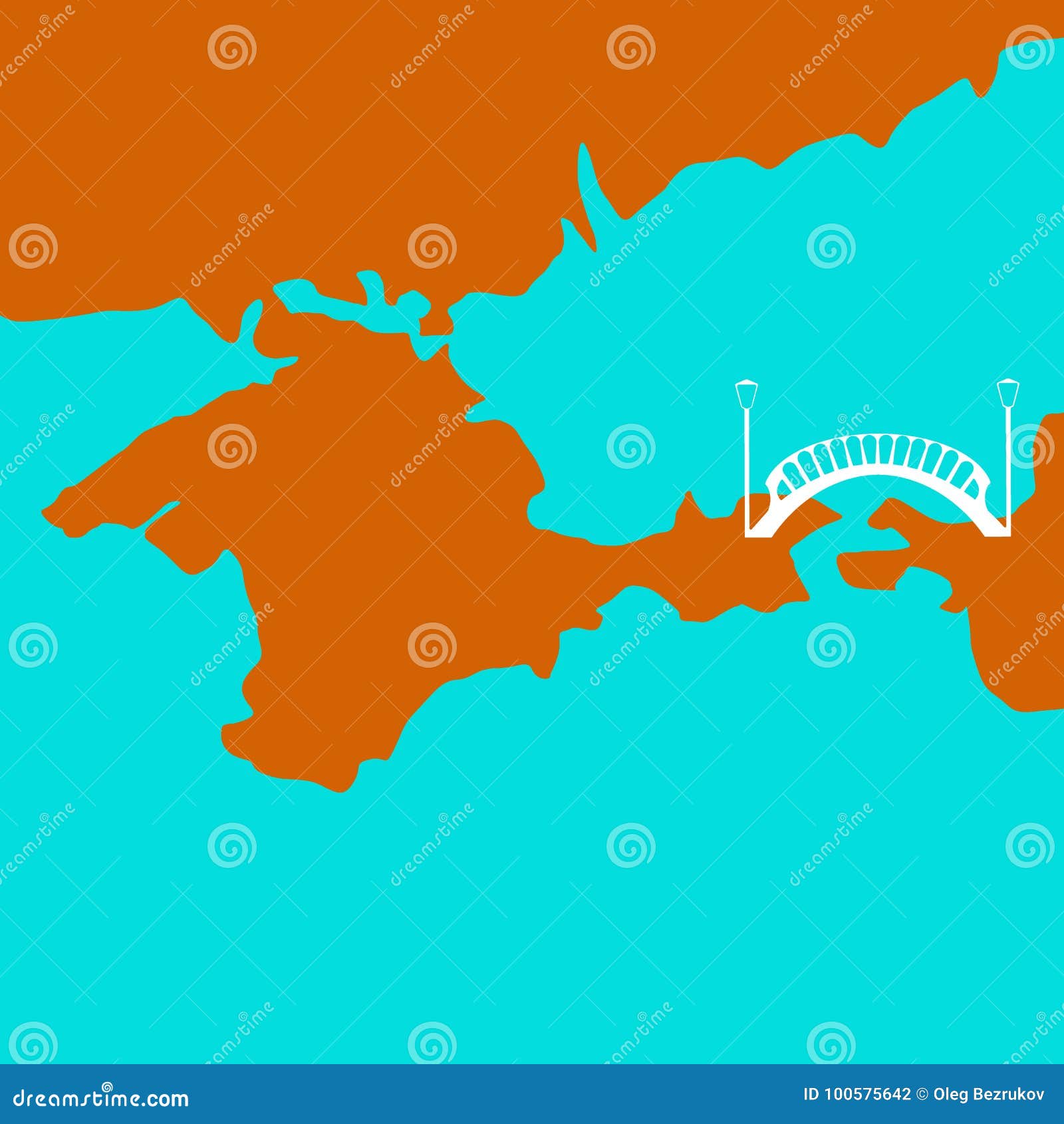 Bridge To Crimea. Schematic Map Of Kerch Bridge. Vector Illustration ...
