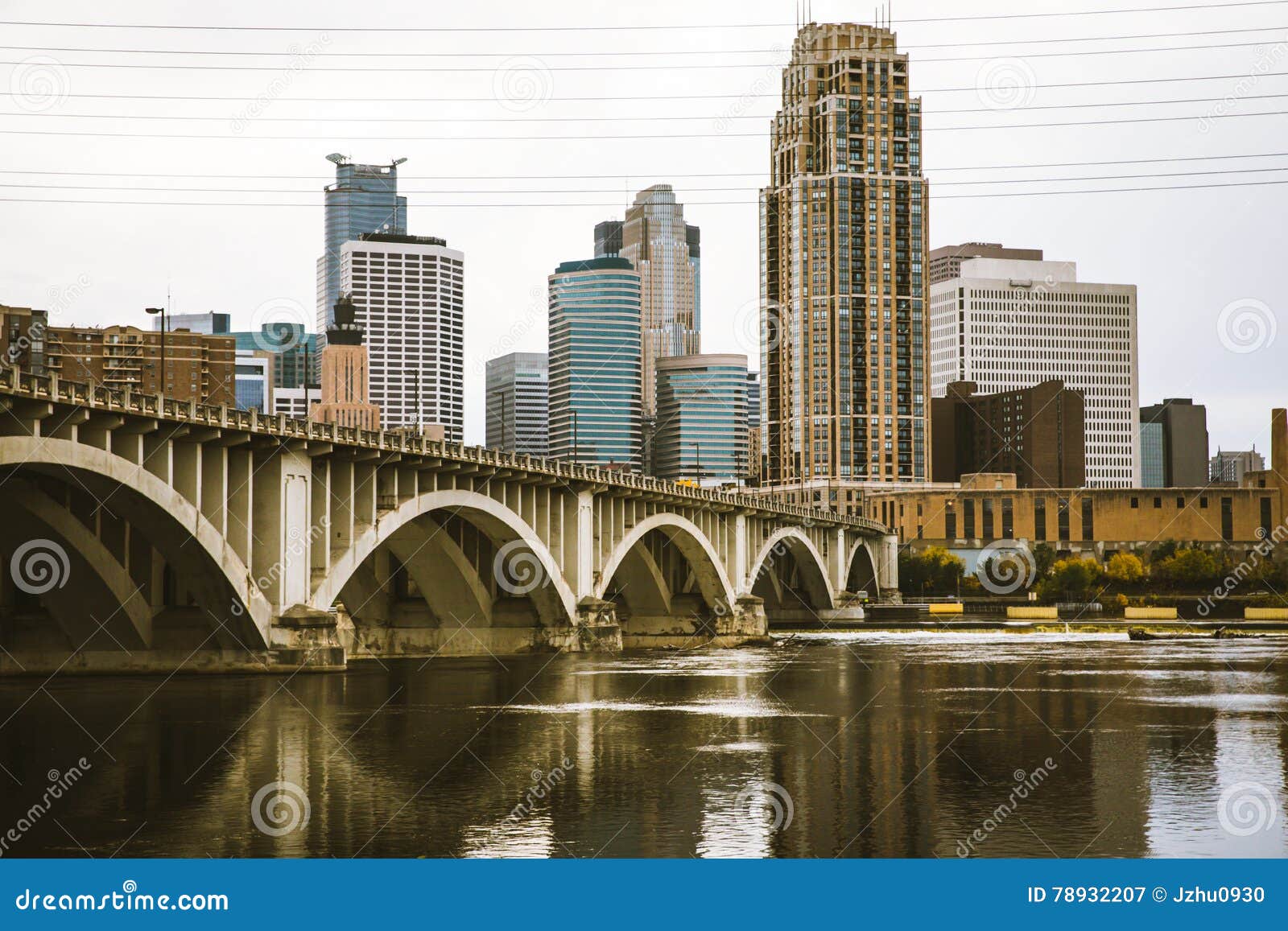 Bridge To Downtown Minneapolis Stock Image - Image of river, nature ...