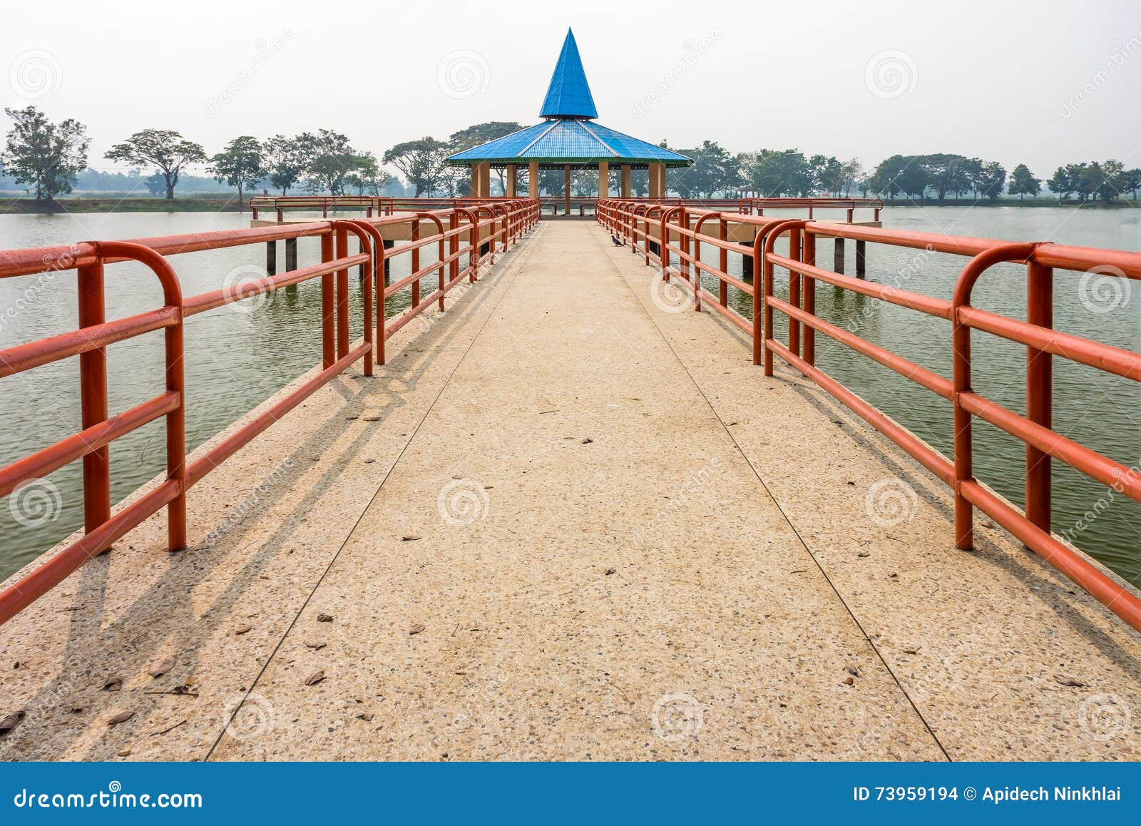 The Bridge To the Park Pavilion in a Pond Stock Photo - Image of ...