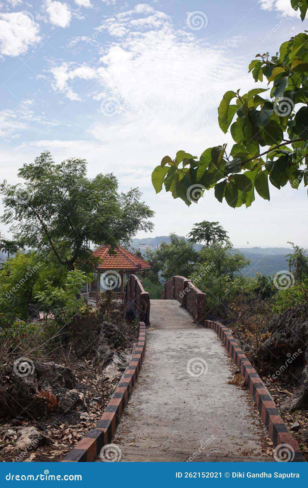The bridge to the pendopo stock image. Image of tree - 262152021