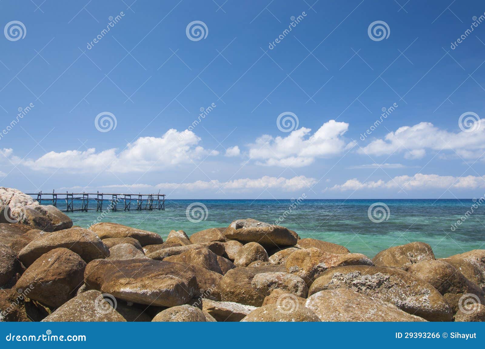 Bridge to the sea stock photo. Image of blue, stone, sand - 29393266