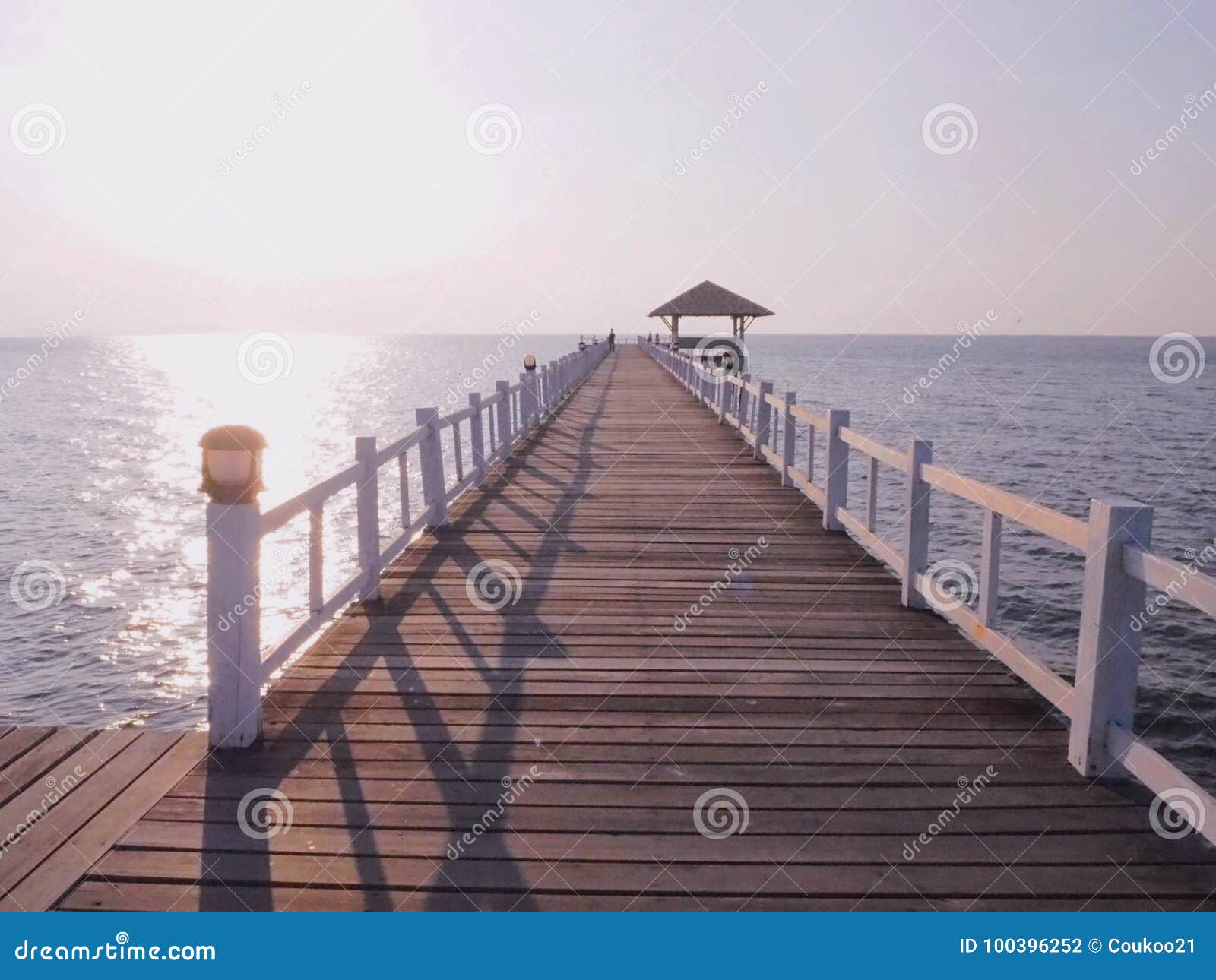 A bridge to the sea. stock photo. Image of bridge, long - 100396252