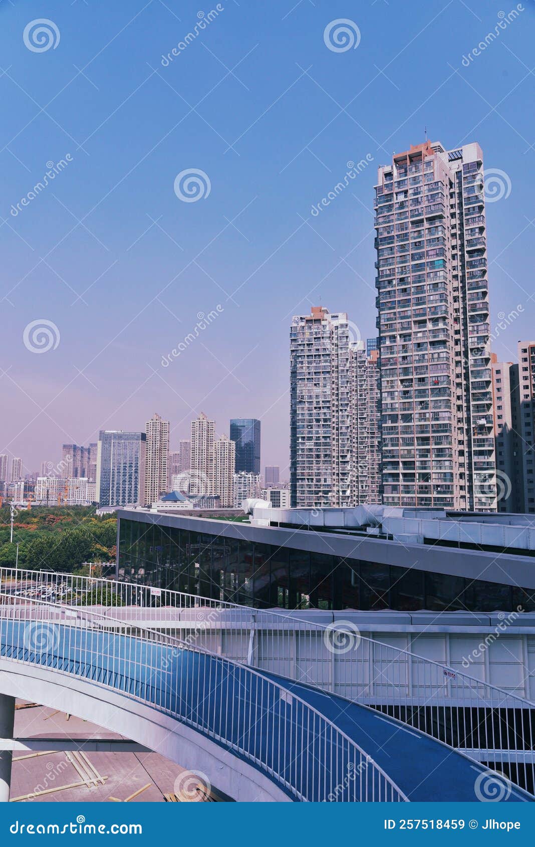 Bridge and skyscrapers stock image. Image of modern - 257518459