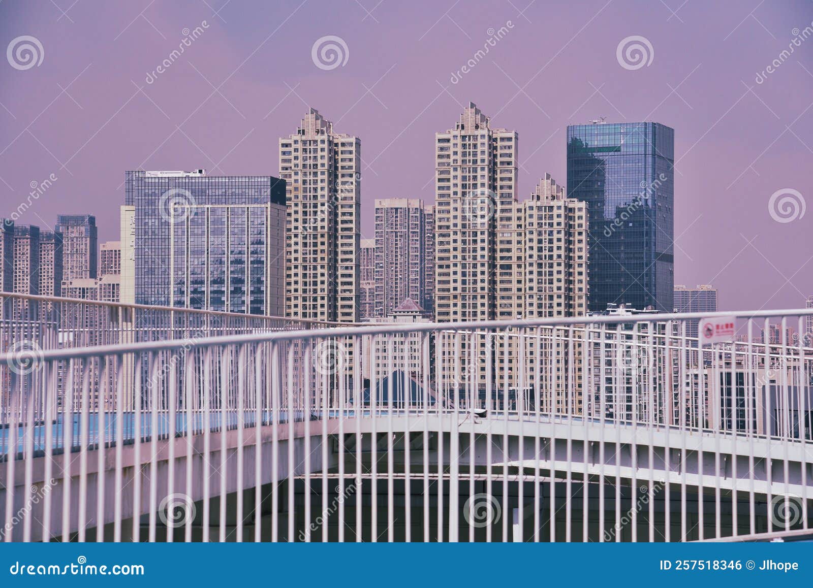 Bridge and skyscrapers stock photo. Image of skyscrapers - 257518346
