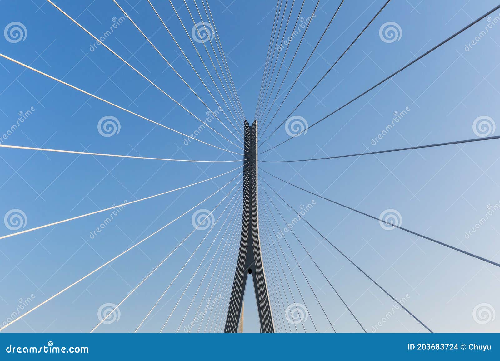 Bridge Tower with Stay Cables Closeup Stock Photo - Image of suspension ...