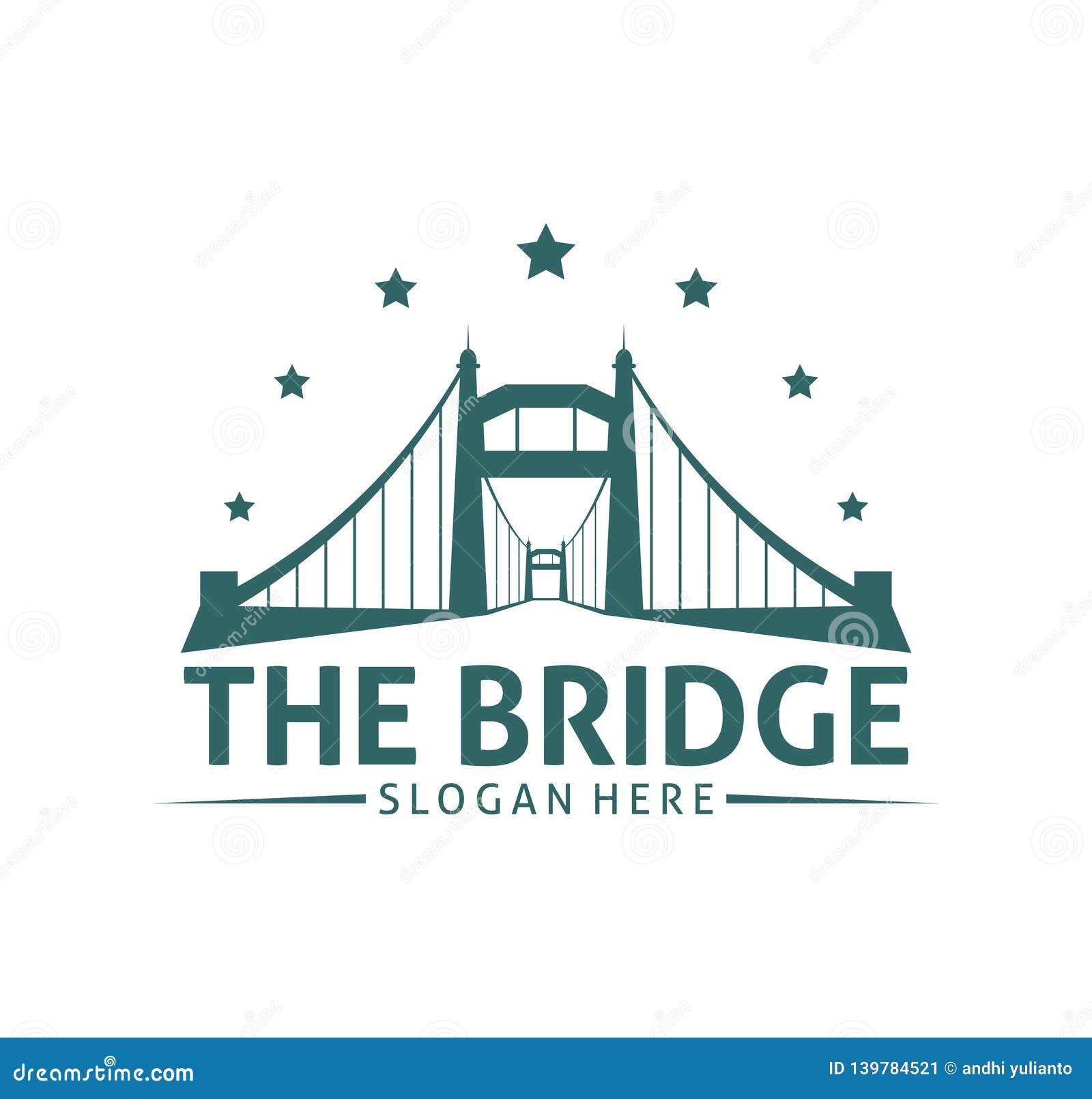 Bridge with Tower Suspension Vector Icon Logo Illustration Stock ...