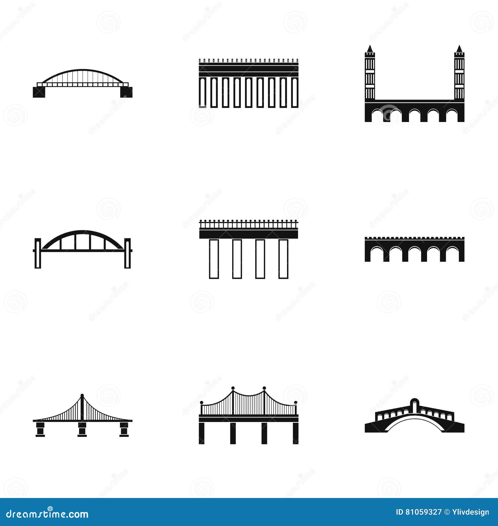 Bridge Transition Icons Set, Simple Style Stock Vector - Illustration ...