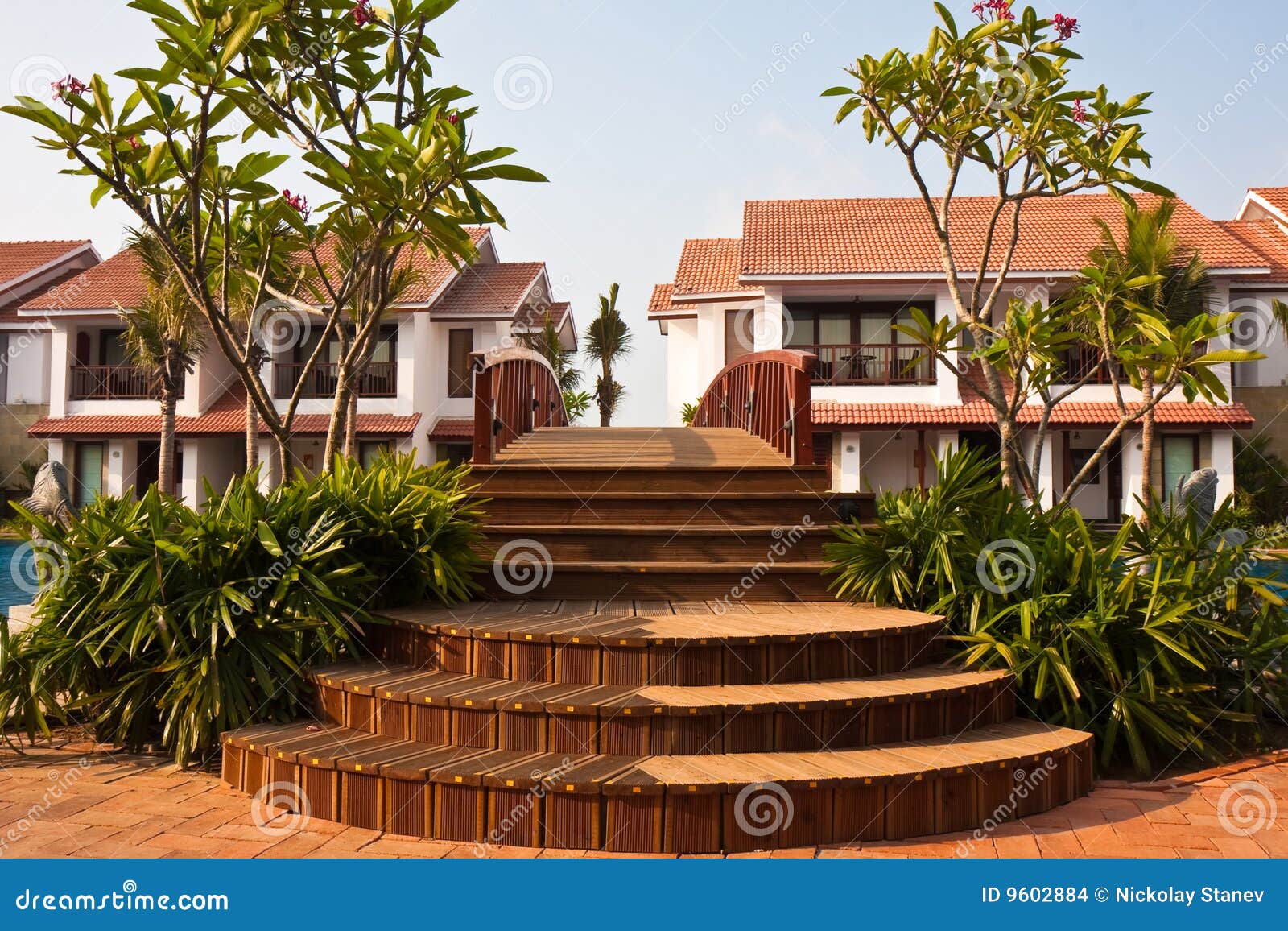 Bridge at a Tropical Resort Stock Photo - Image of hardwood, nadu: 9602884