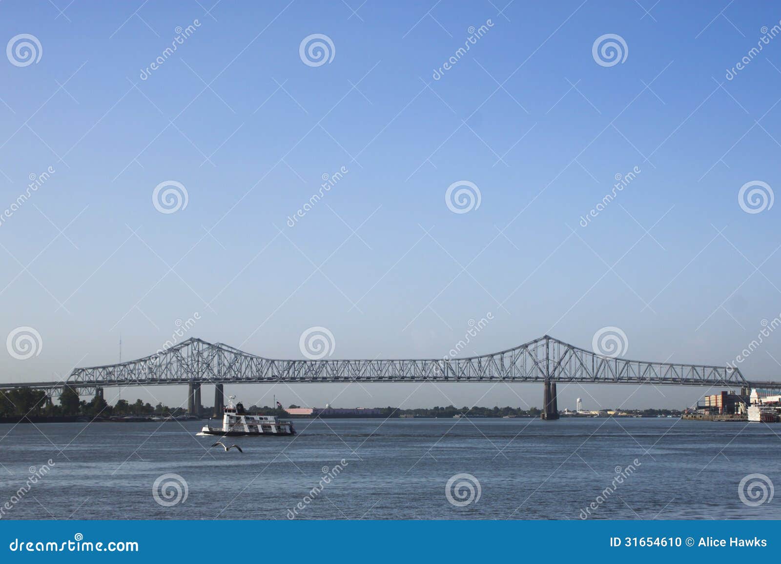 Bridge and Tug Boat stock photo. Image of color, horizontal - 31654610