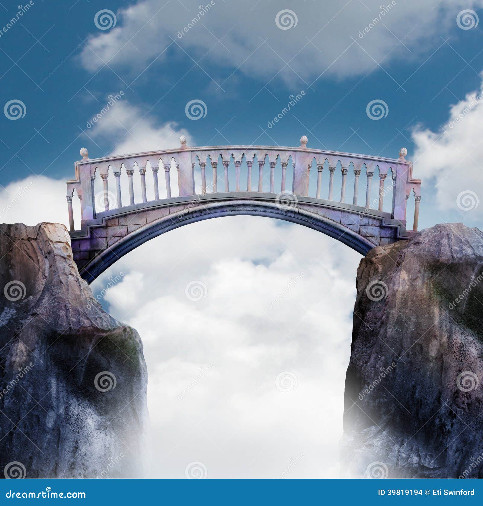 Bridge between two cliffs stock photo. Image of clouds - 39819194