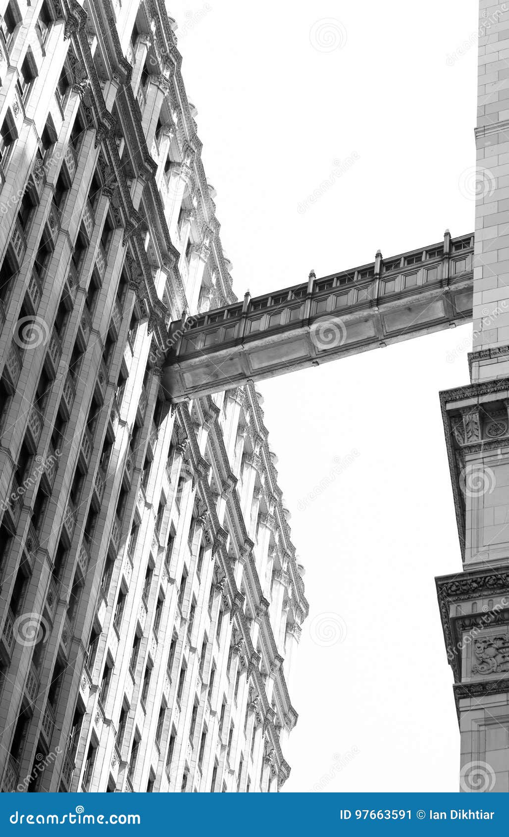 A Bridge between Two Large City Buildings Stock Image - Image of high ...