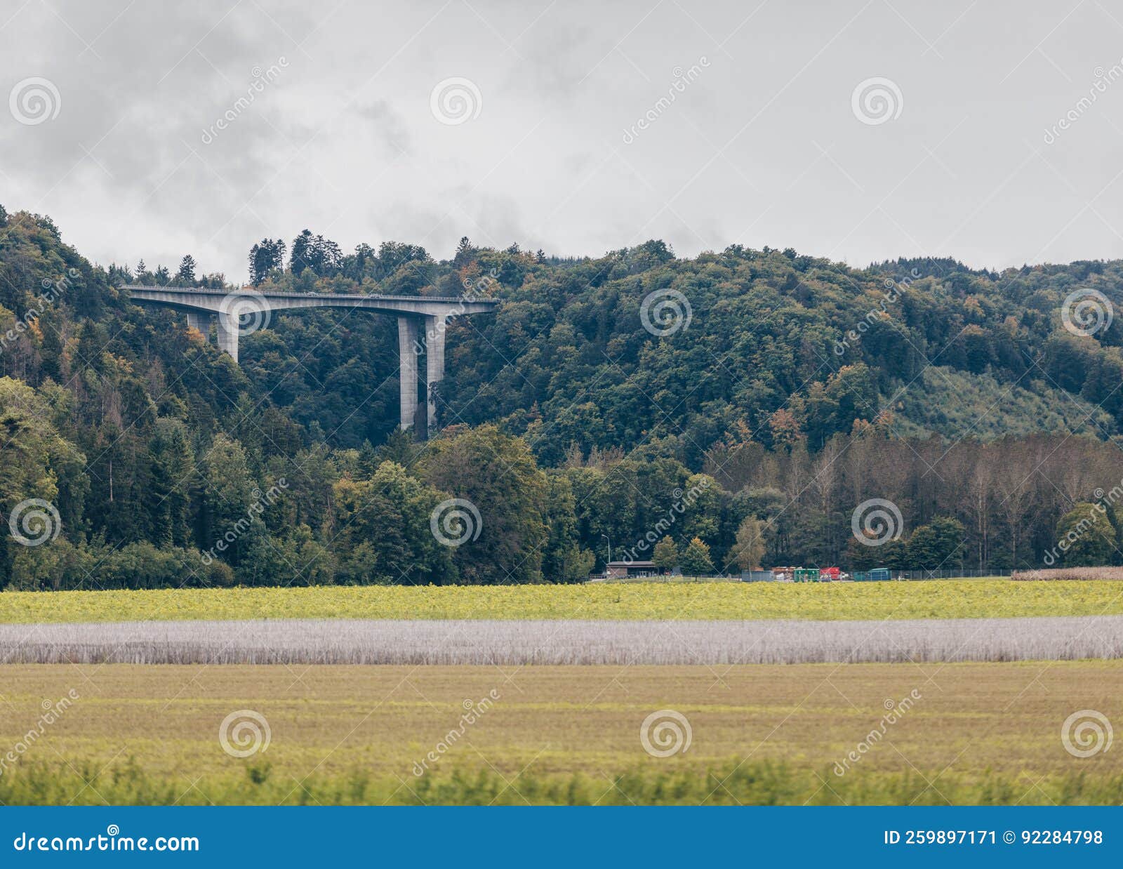 Bridge between Two Mountains Stock Image - Image of tree, field: 259897171