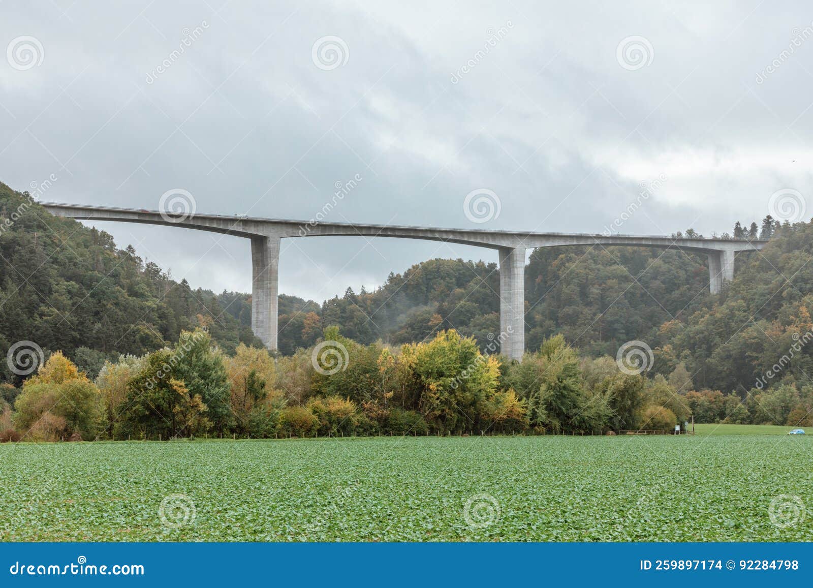 Bridge between Two Mountains Stock Photo - Image of mountains, farm ...