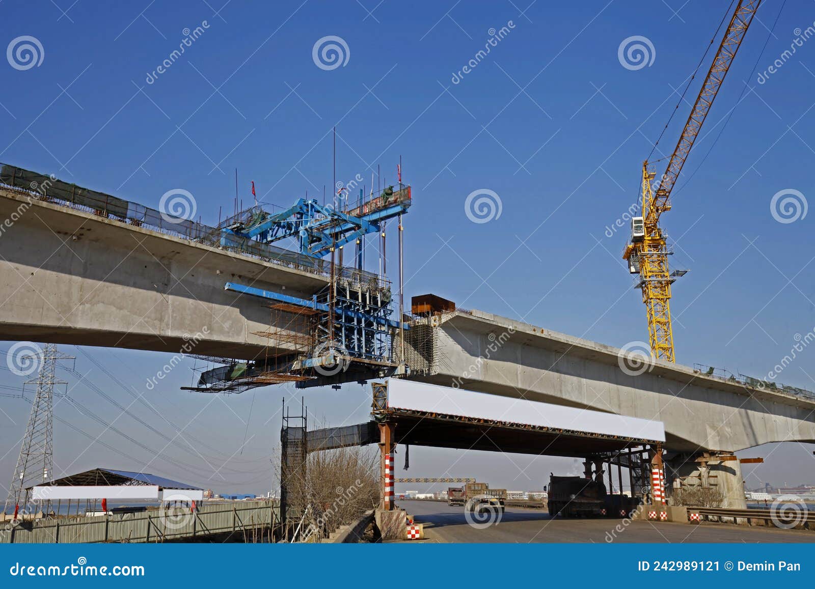 The Bridge is Under Construction Stock Image - Image of equipment ...