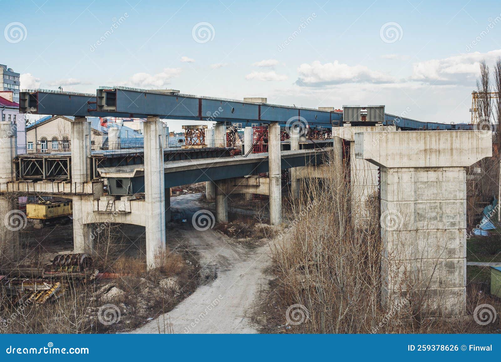 Bridge under construction stock photo. Image of industrial - 259378626