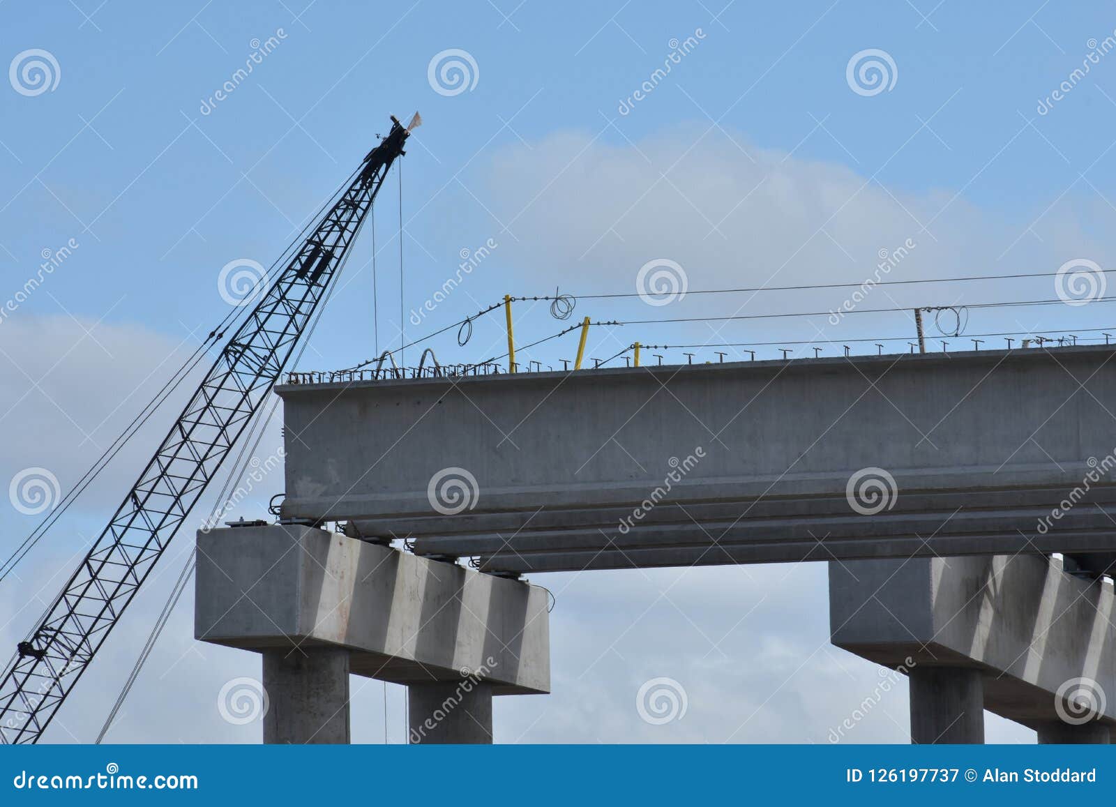 A Bridge Under Construction with Crane Stock Image - Image of project ...