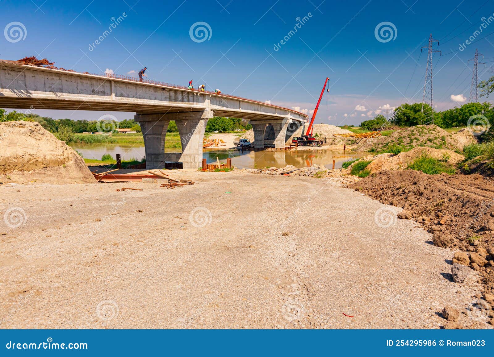 Bridge Under Construction Over the River, Concrete, Construction Site ...