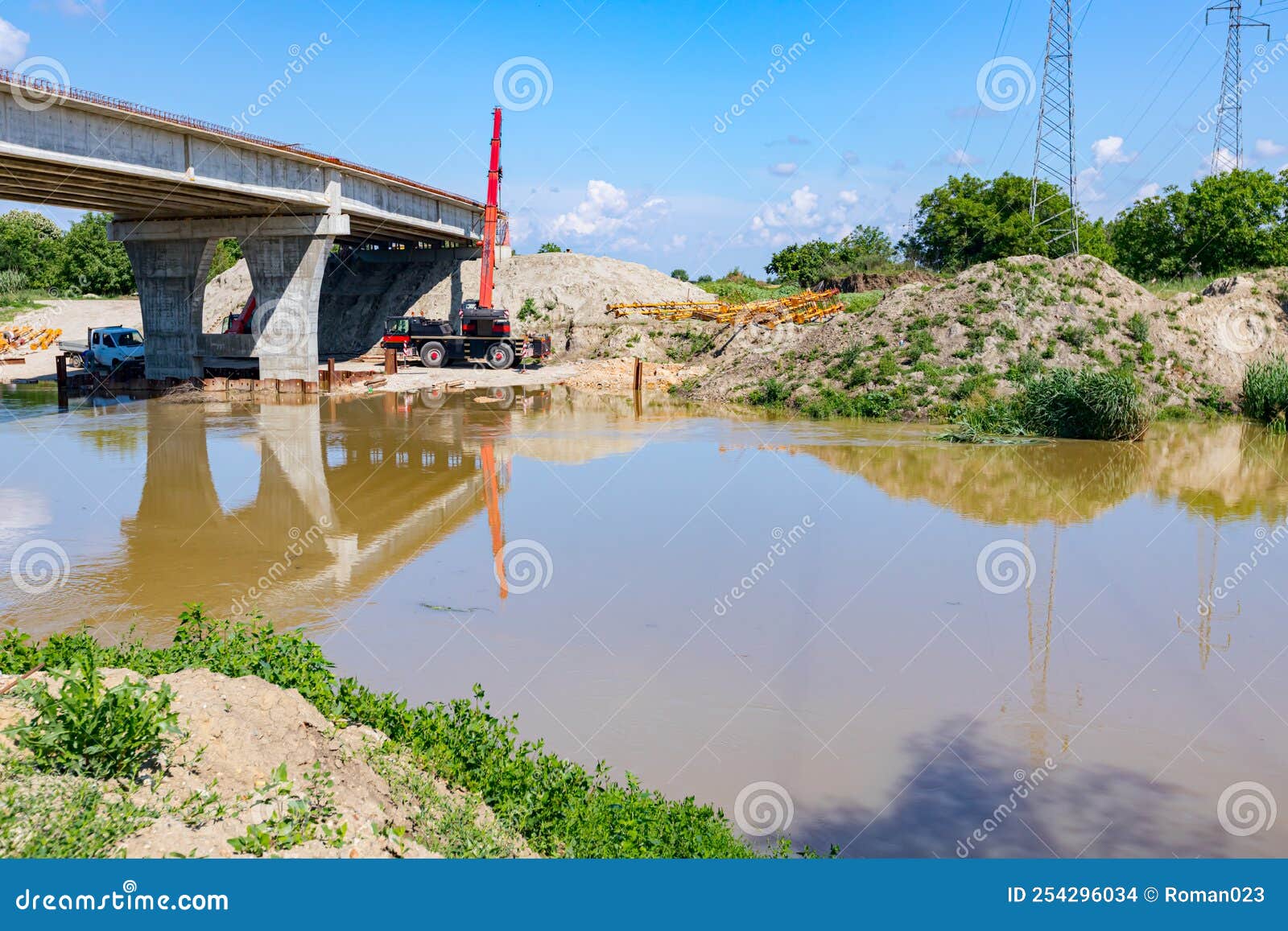 Bridge Under Construction Over the River, Concrete, Construction Site ...