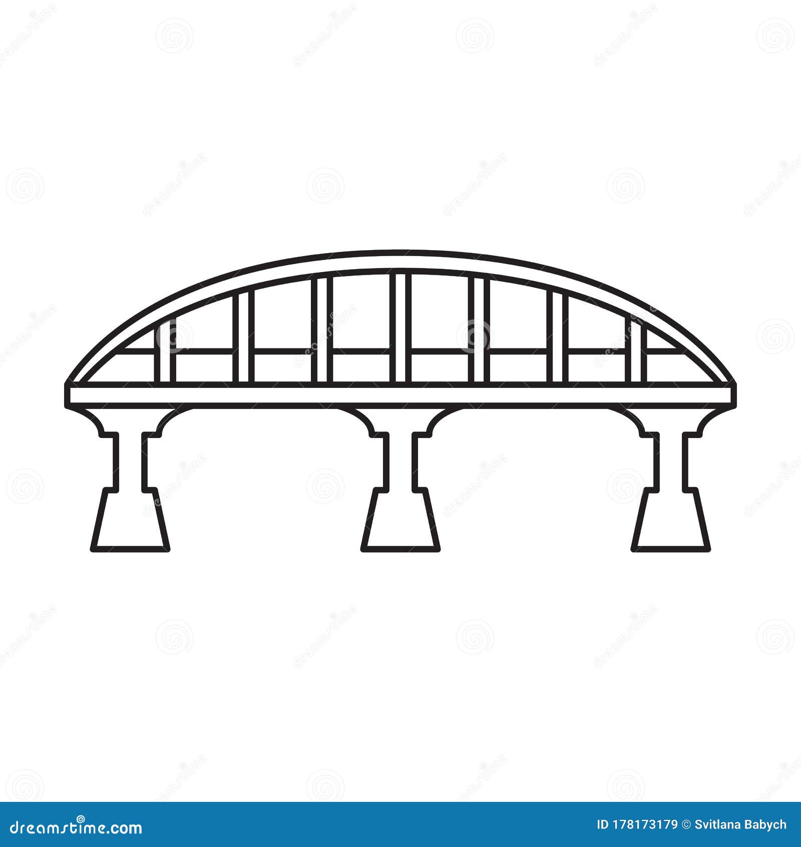 Bridge Vector Icon.Outline Vector Icon Isolated on White Background ...