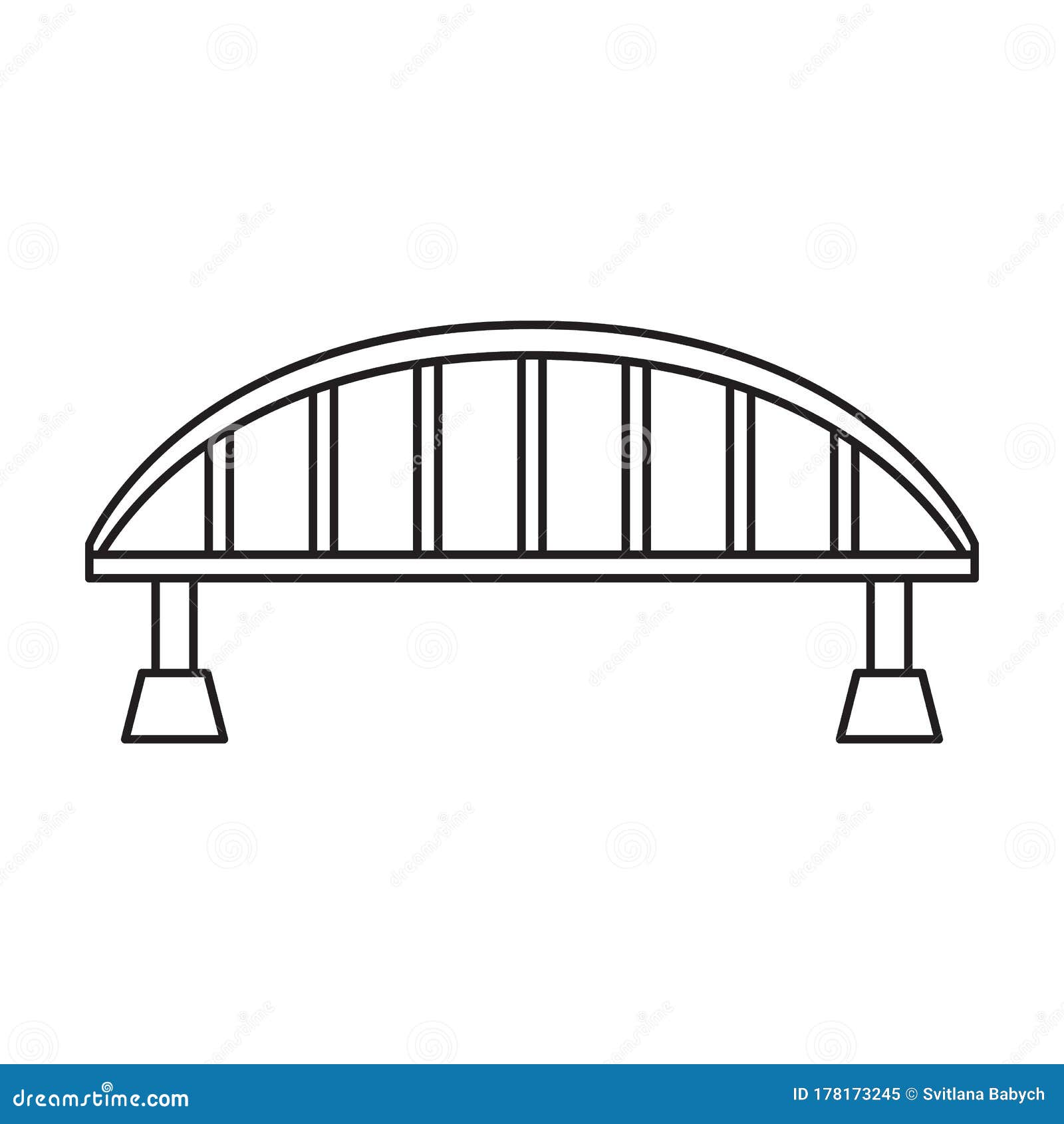 Bridge Vector Icon.Outline Vector Icon Isolated on White Background ...