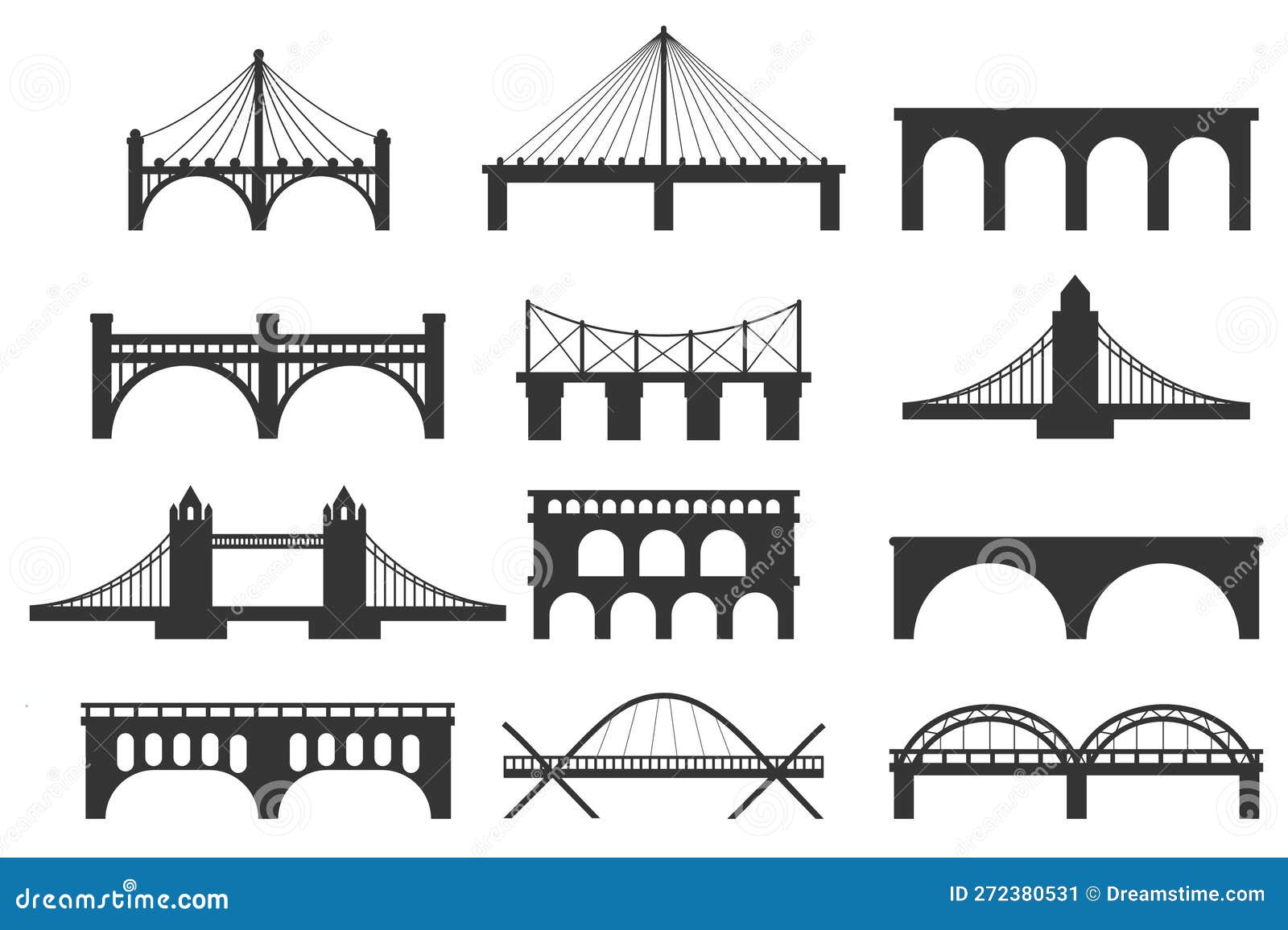 Bridge vector icon set stock vector. Illustration of design - 272380531