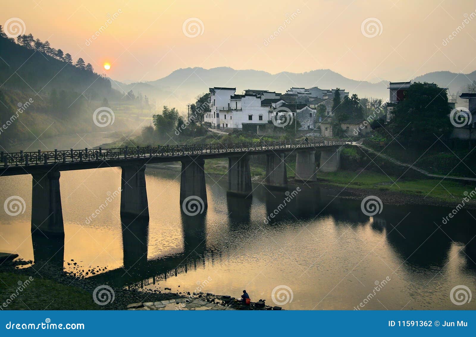 Bridge with village stock photo. Image of spring, tradition - 11591362