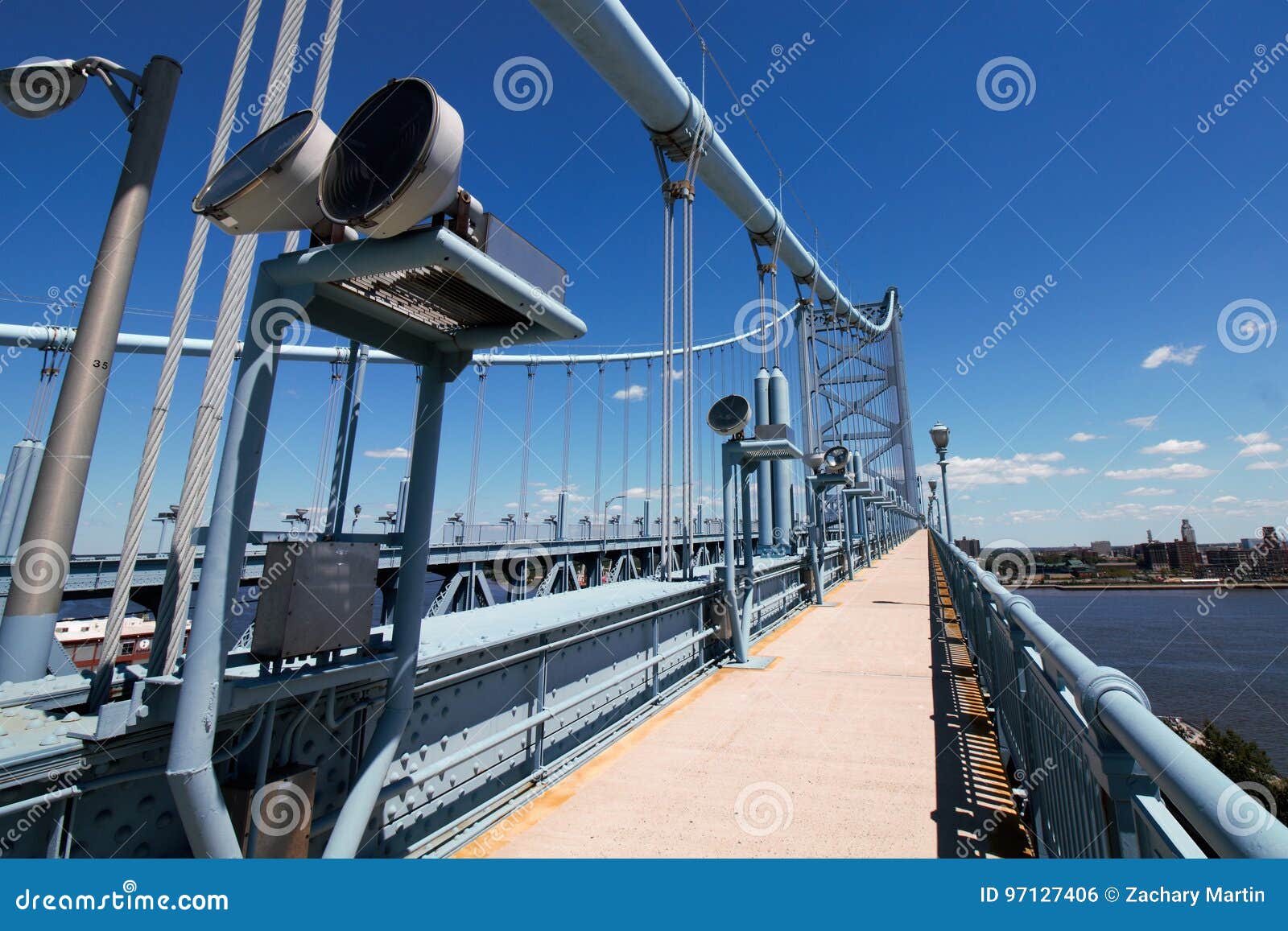 Bridge Walkway Over a River Stock Photo - Image of railing, suspension ...