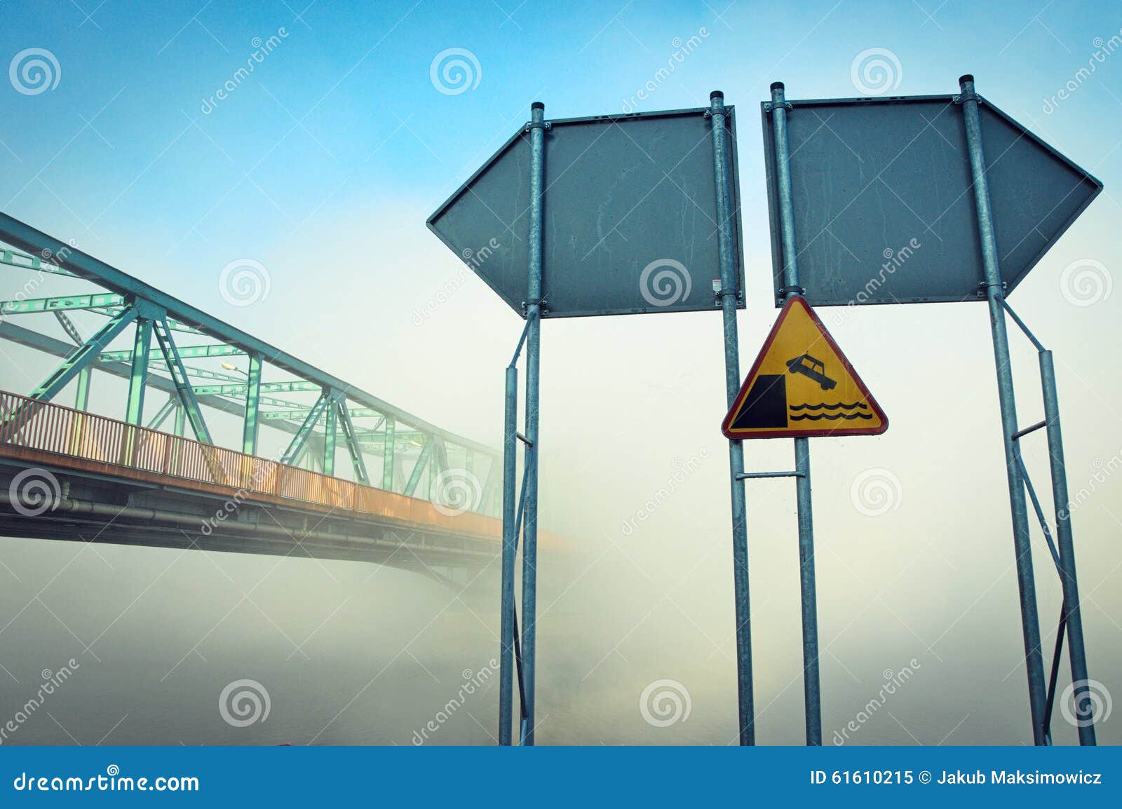 Bridge and warning sign. stock image. Image of wrong - 61610215