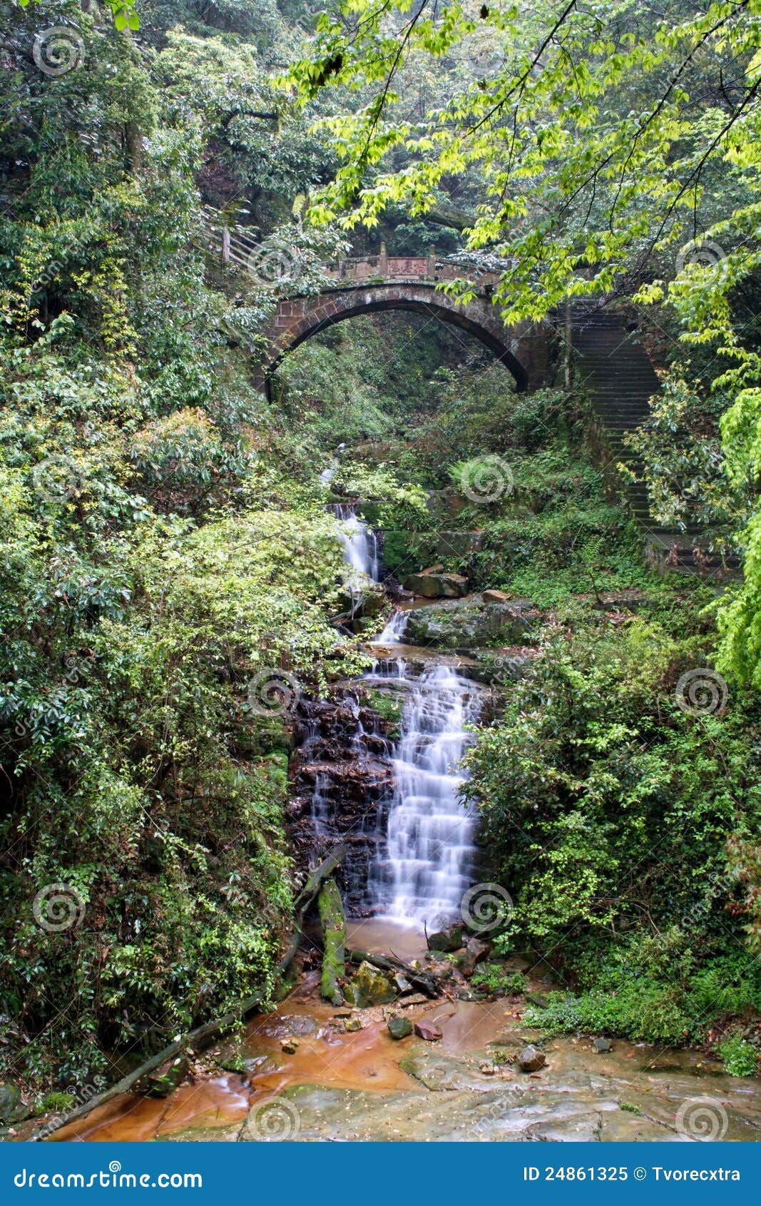 Bridge and waterfall stock image. Image of bridge, landscapes - 24861325