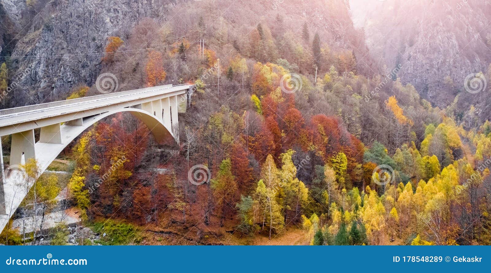Bridge Way between Mountains Stock Image - Image of autumn, beautiful ...