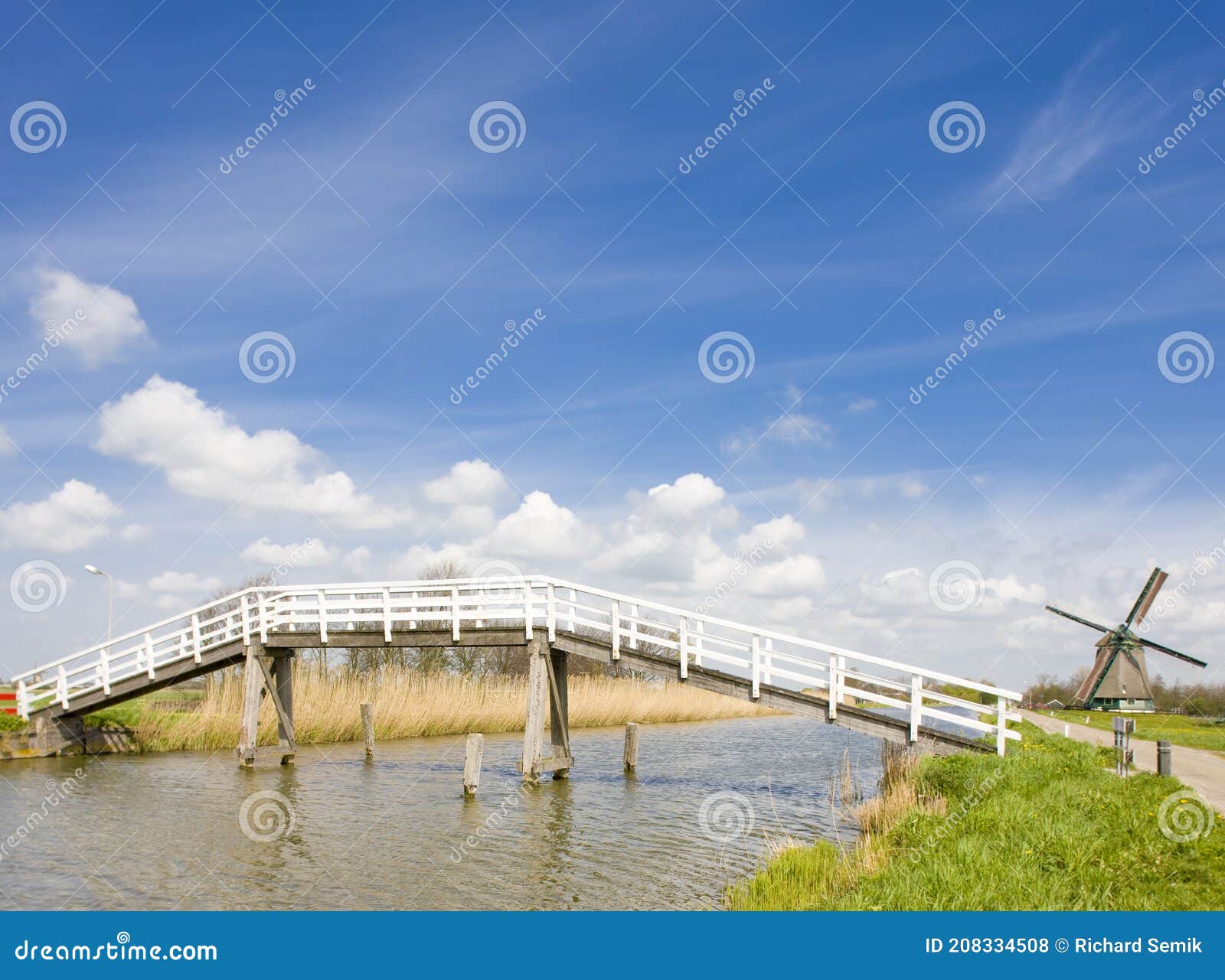 Bridge and Windmill, Netherlands Stock Photo - Image of bridges ...
