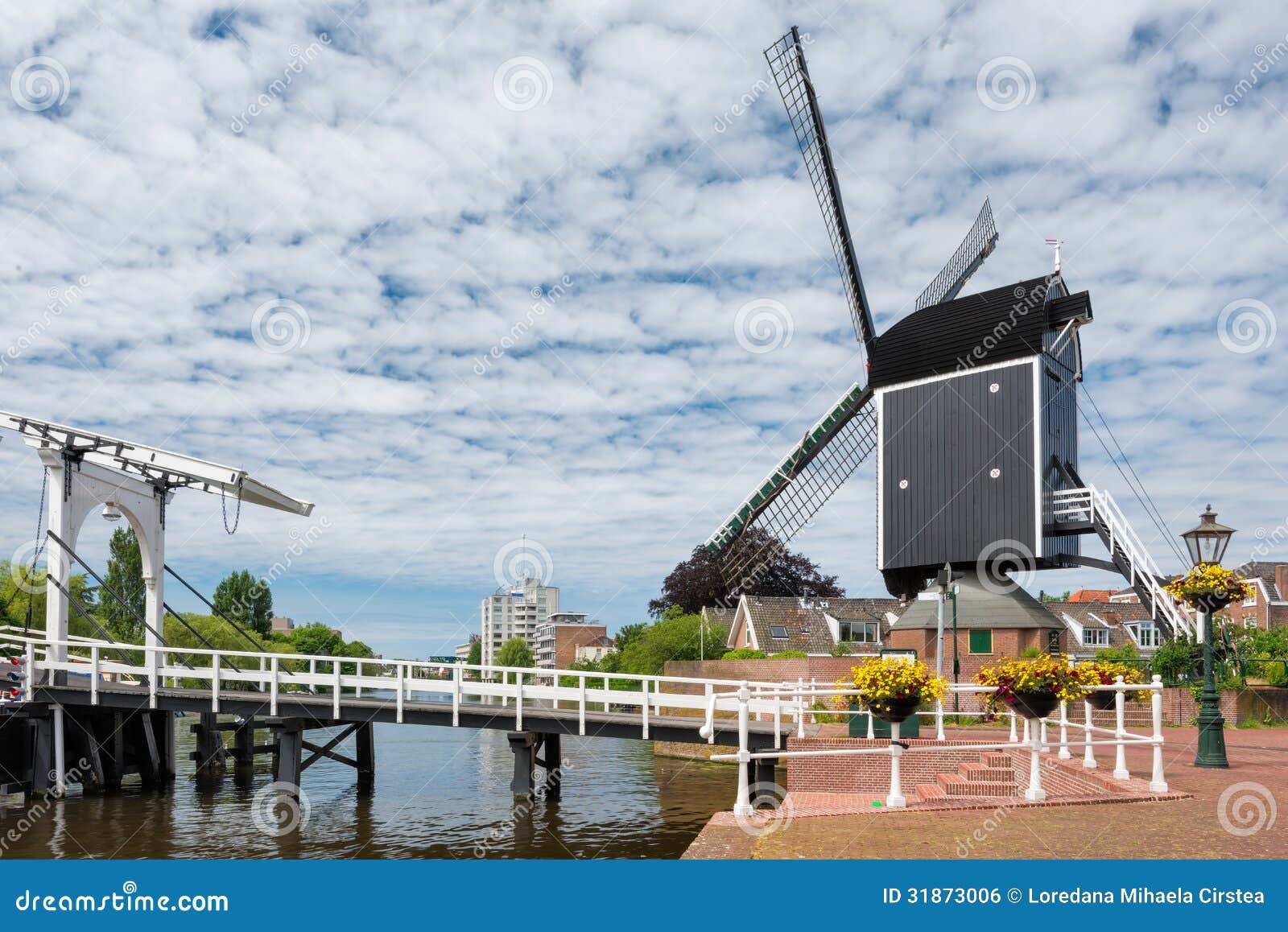Bridge and Windmill in Netherlands Stock Photo - Image of holland ...