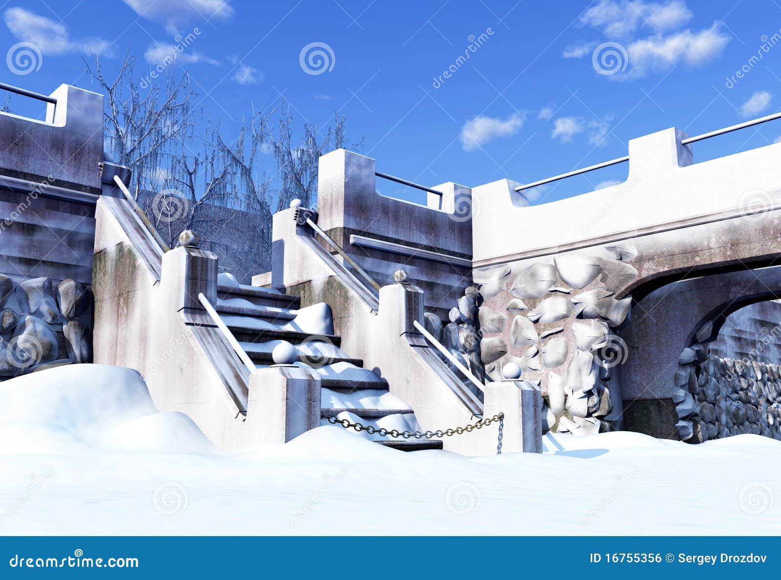 Bridge in winter stock photo. Image of side, nature, architecture ...