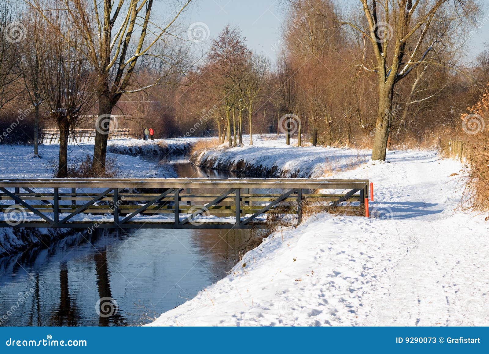 Bridge in winter landscape stock image. Image of forest - 9290073