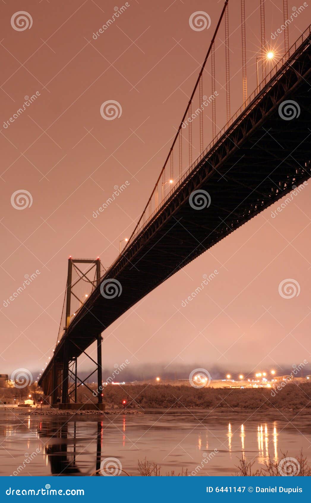 Bridge on Winter Night stock image. Image of suspension - 6441147