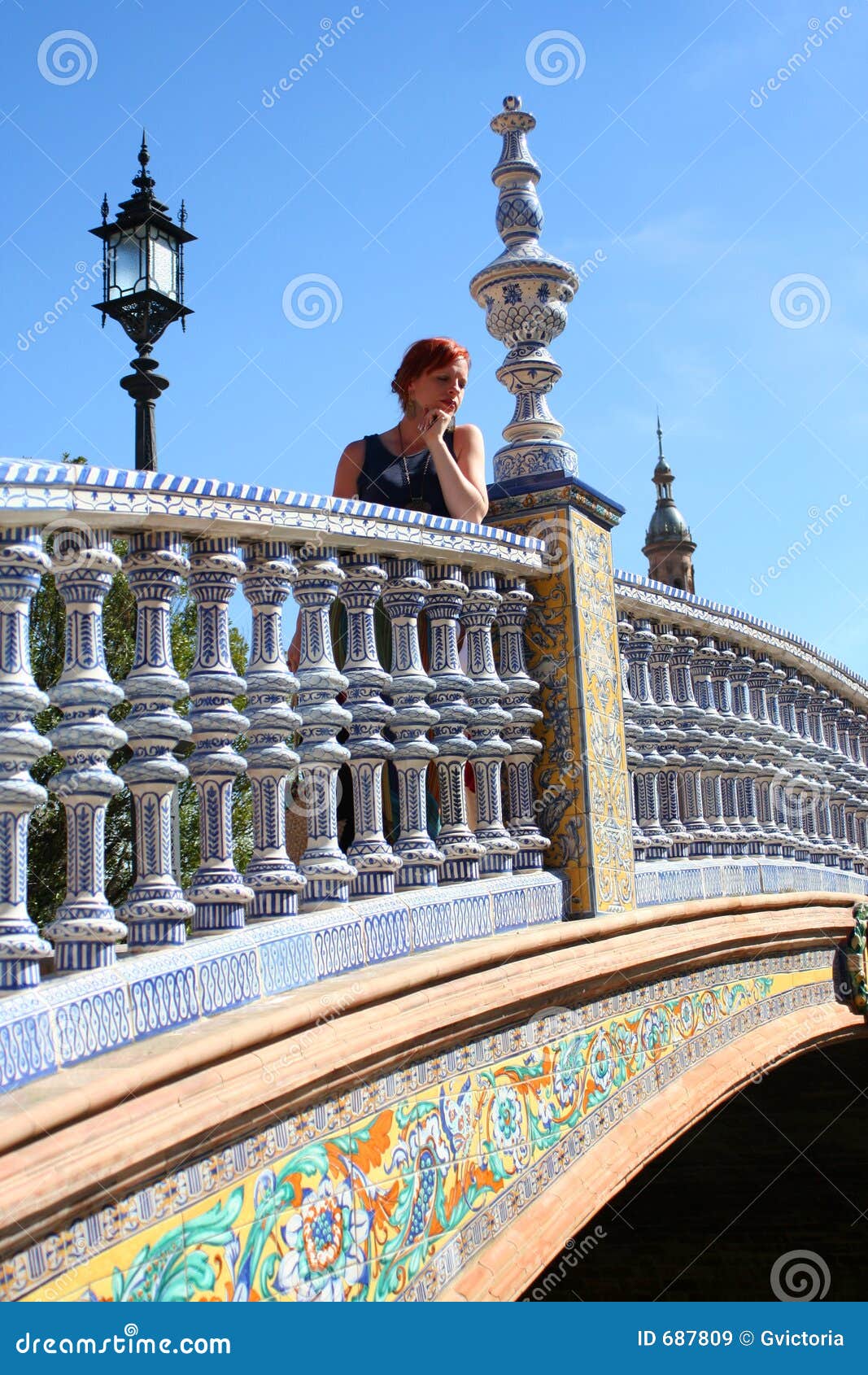 Bridge woman stock image. Image of ceramic, europe, lamps - 687809