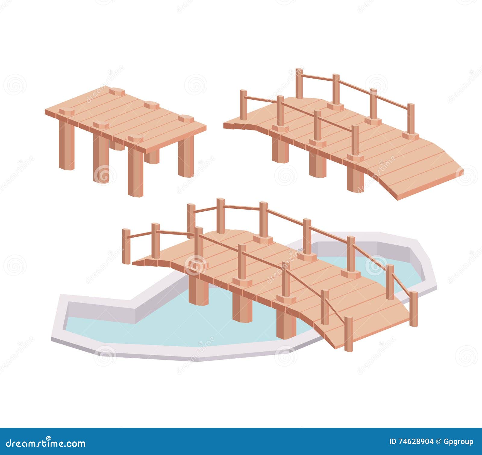 Bridge Wood Isometric Isolated Icon Design Stock Vector - Illustration ...