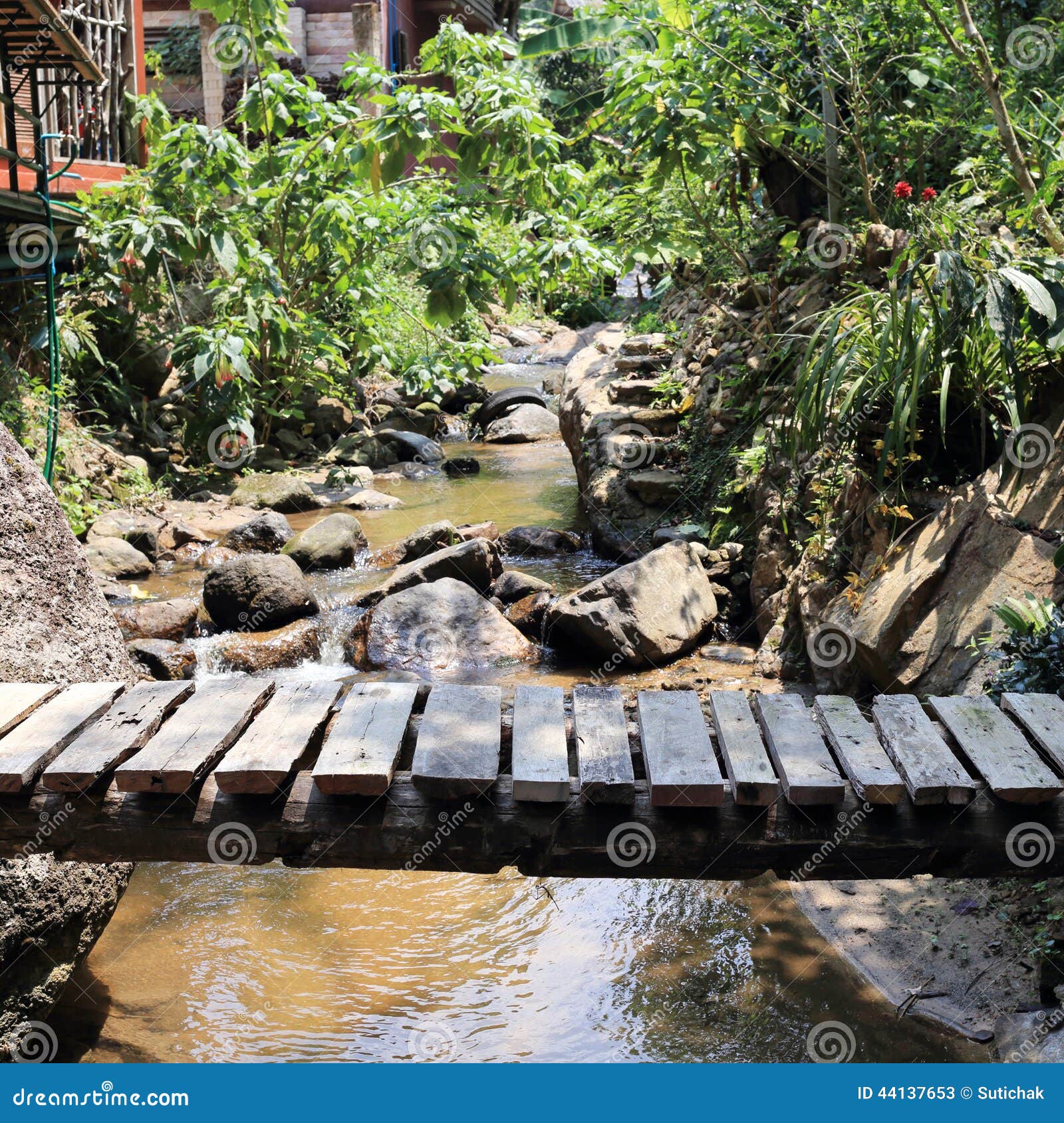Bridge Wood Plank Above the River Stock Image - Image of adventure ...
